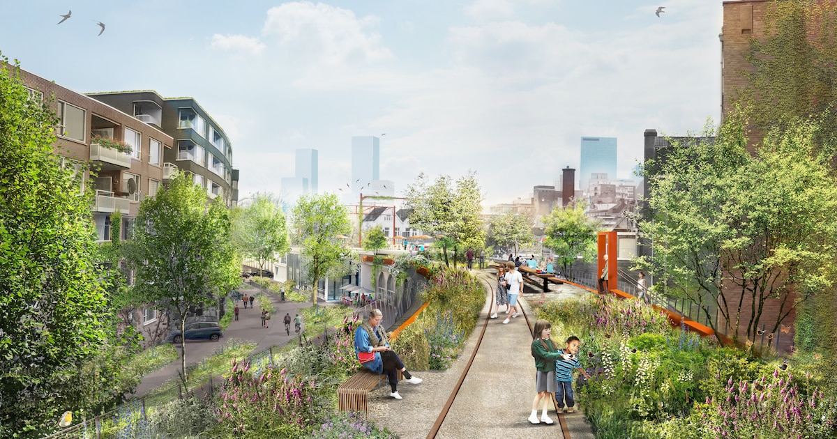 Op dit Rotterdams spoorviaduct verrijst een stadspark, inclusief ...