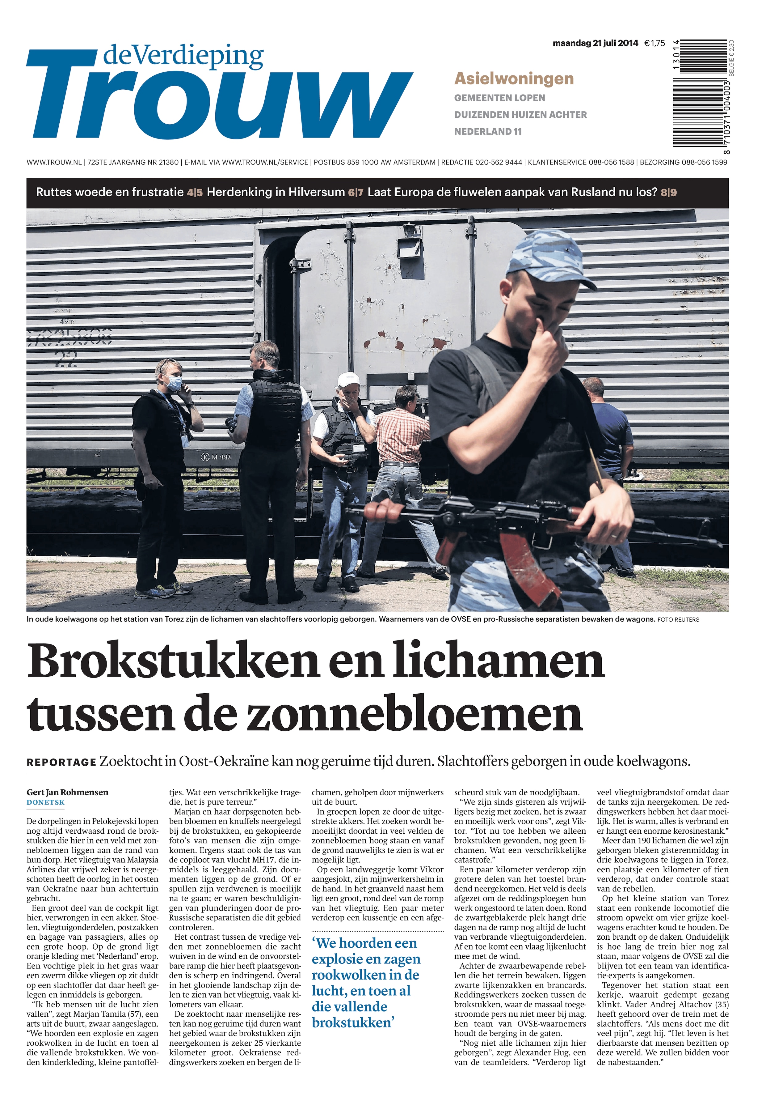 Zo schreef Trouw over de ramp met de MH17